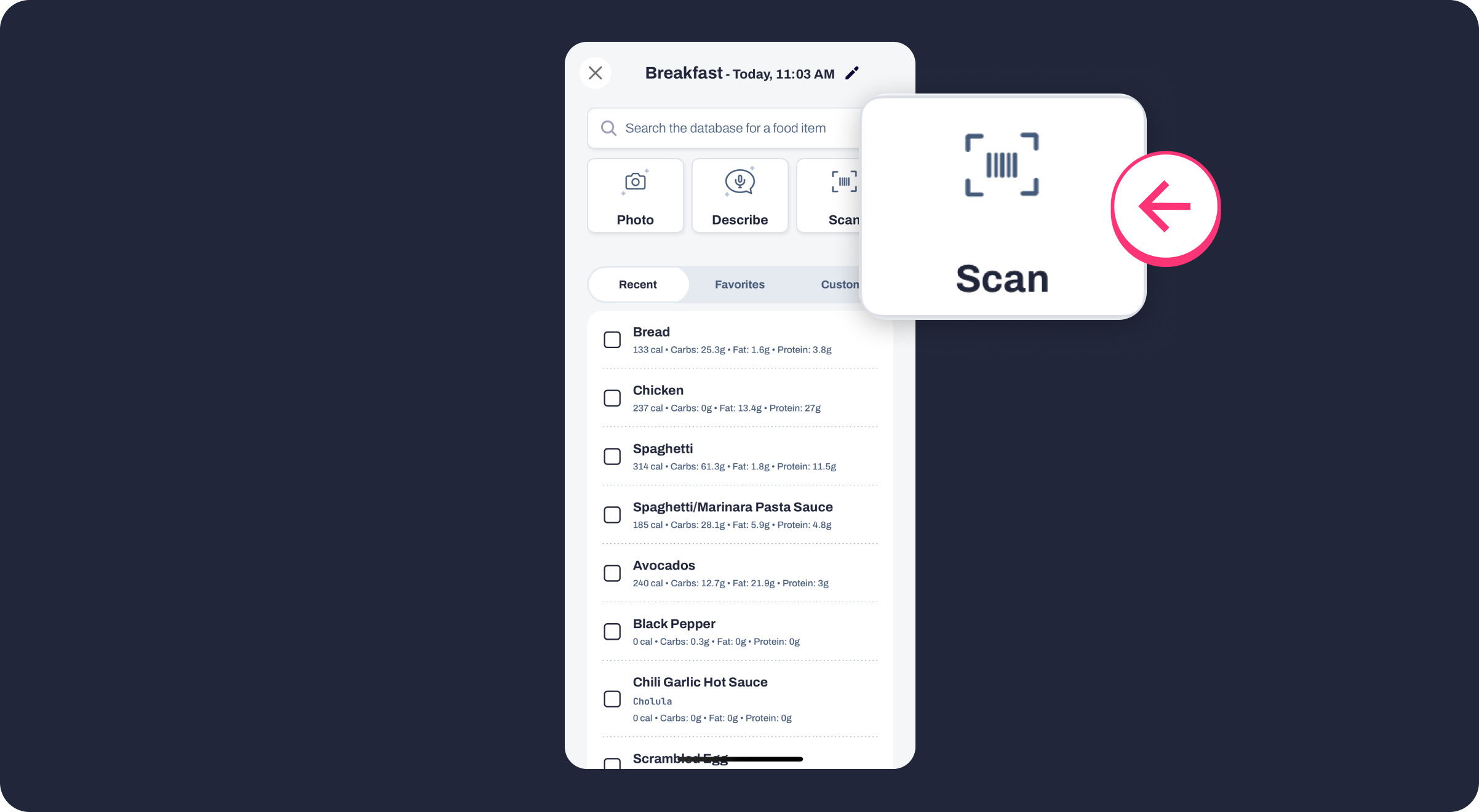 Logging a Meal Using Signos' Food Database – Help Center